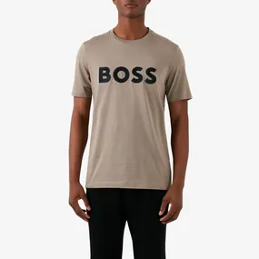 BOSS | Áo thun cotton slim fit có logo lưới