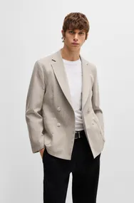 BOSS | Áo blazer slim-fit vải len họa tiết