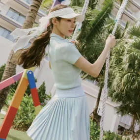 Fair Liar | Mũ Visor Pearl Logo Detachable Ribbon - Trắng